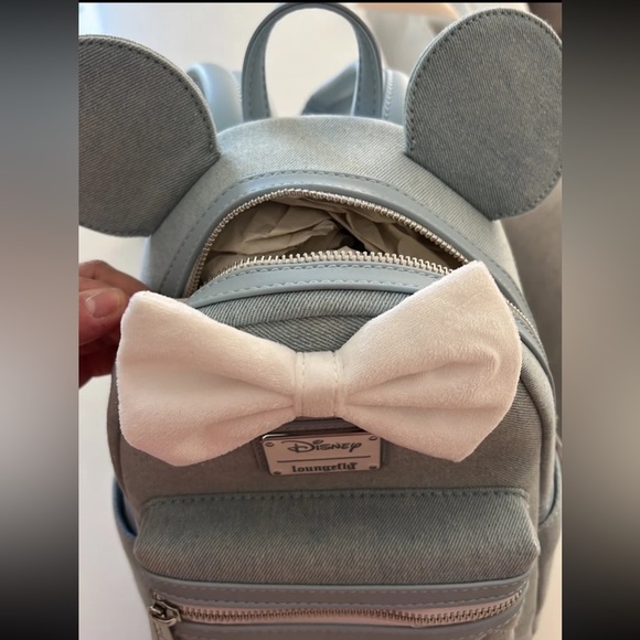Loungefly | Bags | Disney Loungefly Backpack Light Blue With White Bow ...